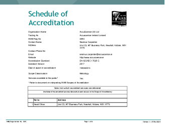 AccuScience (Irl) Ltd t/a Accuscience Ireland Limited - INAB